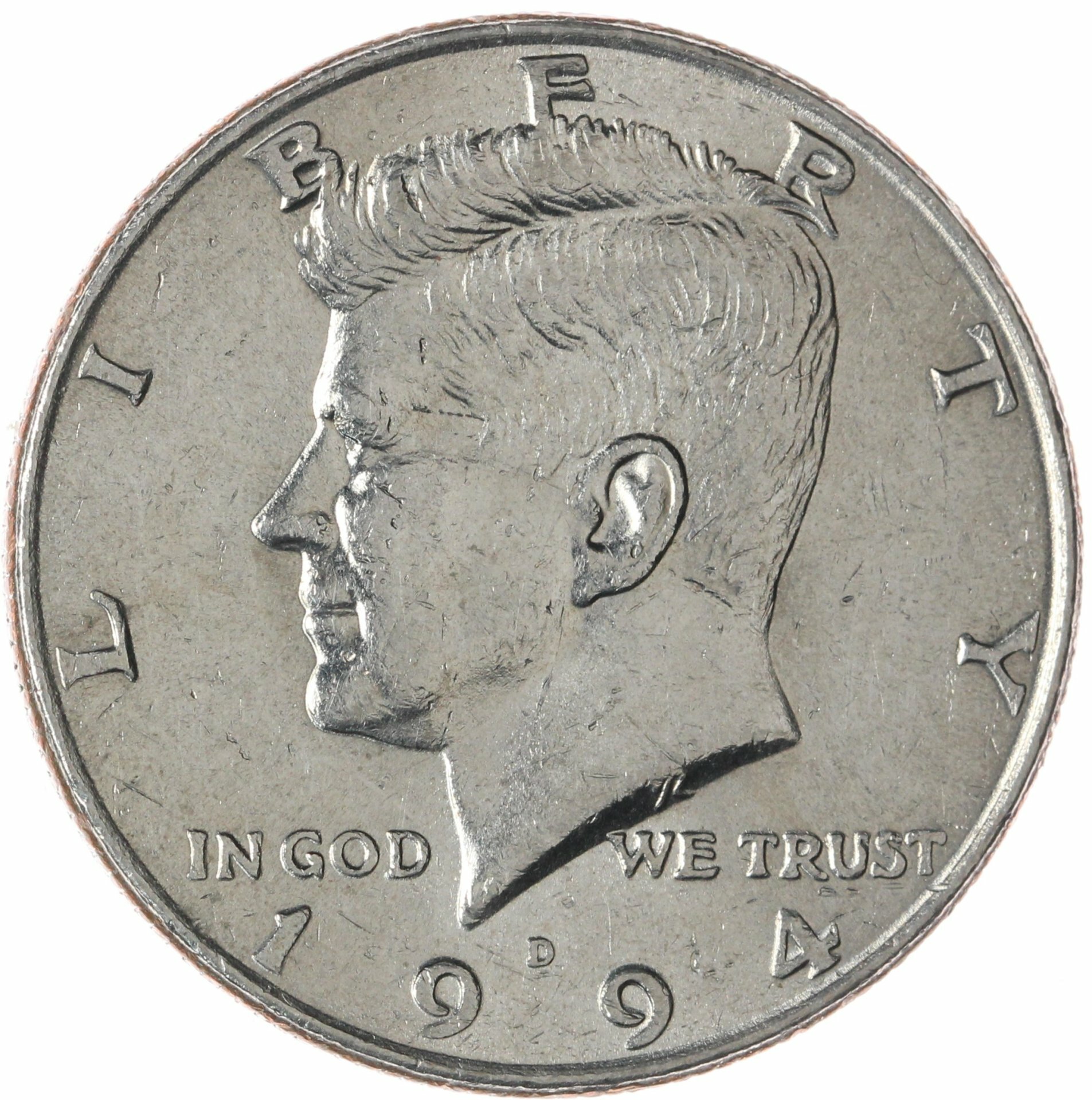 США 50 центов 1/2 доллара, half dollar 1994 D Kennedy Half Dollar Кеннеди, Медь, в сохранности XF