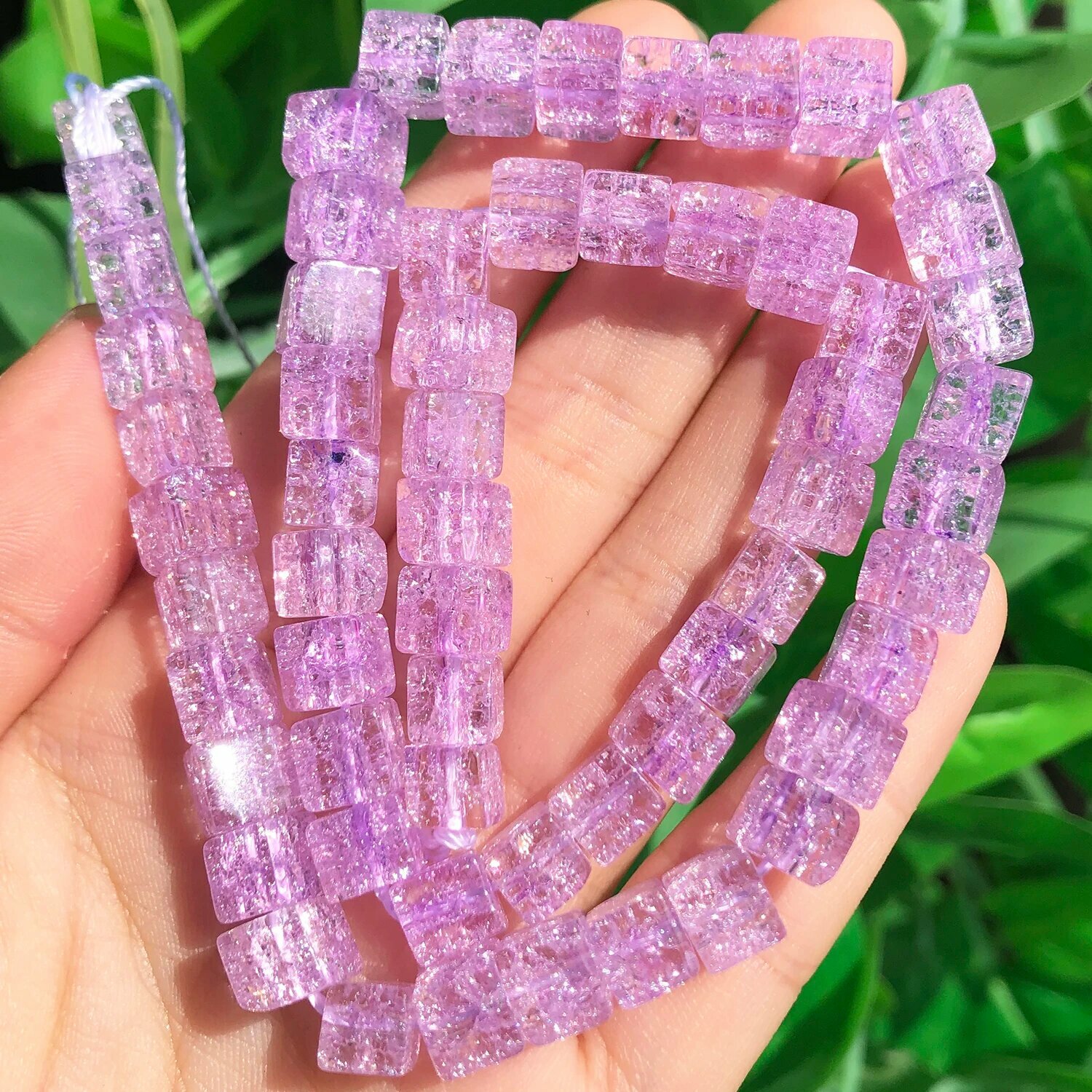 Бусины каменные 8 мм, Purple Snow Cracked, 48 шт.