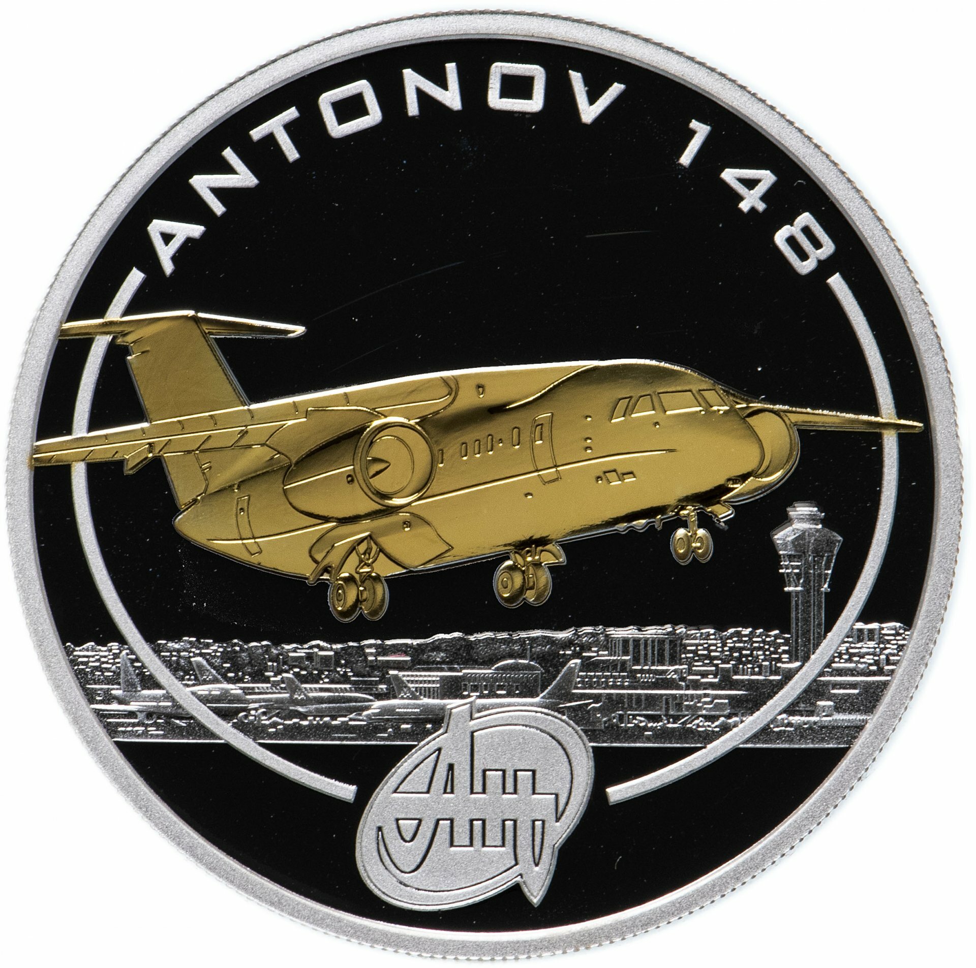 Острова Кука 1 доллар 2008 "Самолёт Ан-148 с позолотой", Серебро 999