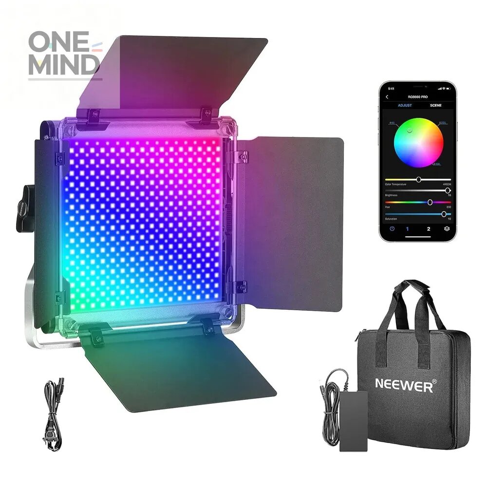 Светодиодный видеосветильник NEEWER 660 PRO RGB с управлением через приложение, панельный студийный свет мощностью 50 Вт для игр, прямых трансляций, записи, видеосъемки, фотосъемки