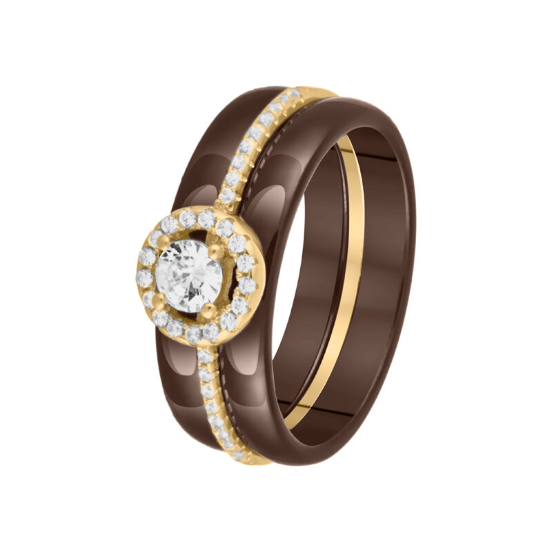 Кольцо, серебро, 925 проба, фианит, керамика