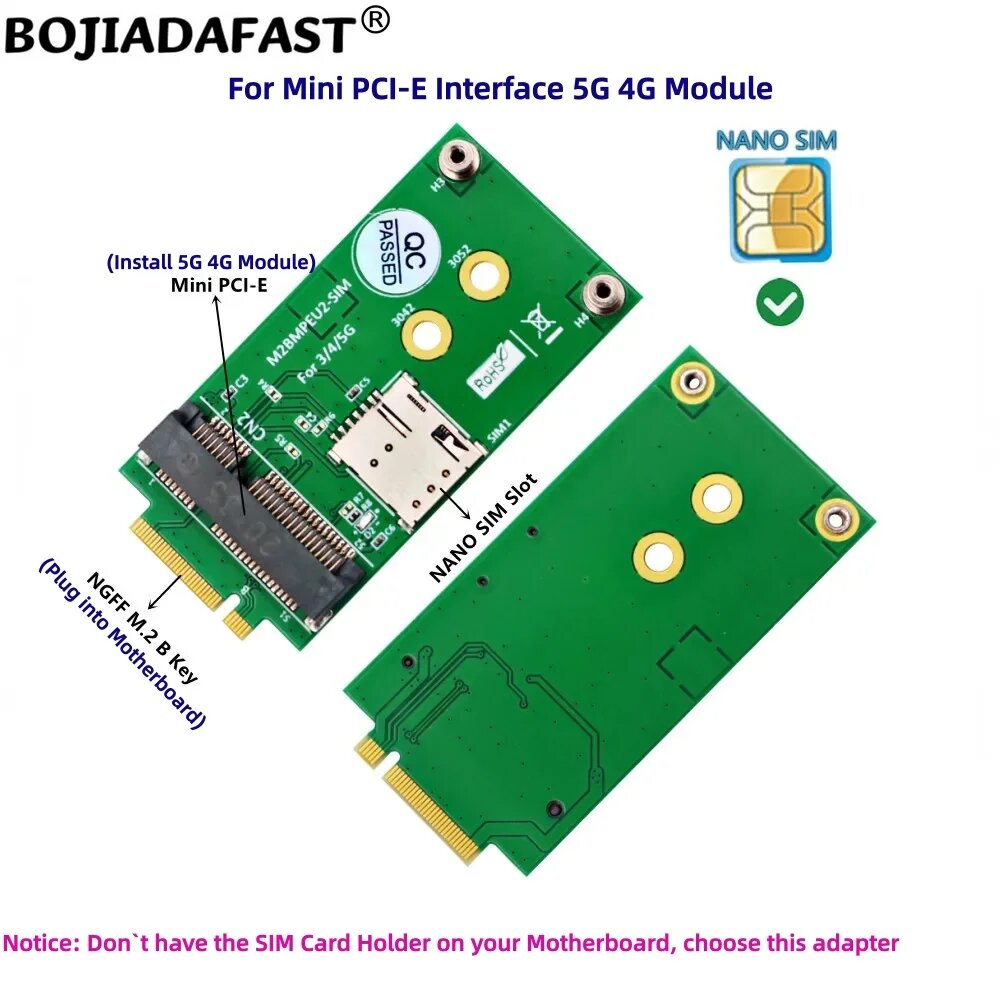 Адаптер NGFF M.2 Key-B к Mini PCI-E для модем 5G 4G LTE