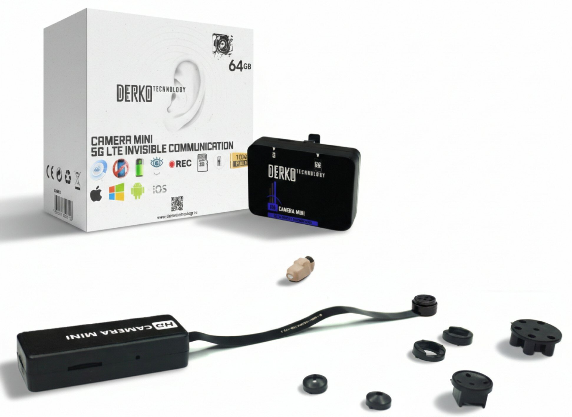 Передовая система 5G/LTE с микрокамерой 2MP Full HD и микронаушник Gold 10 мм не реагирует на металлоискатель