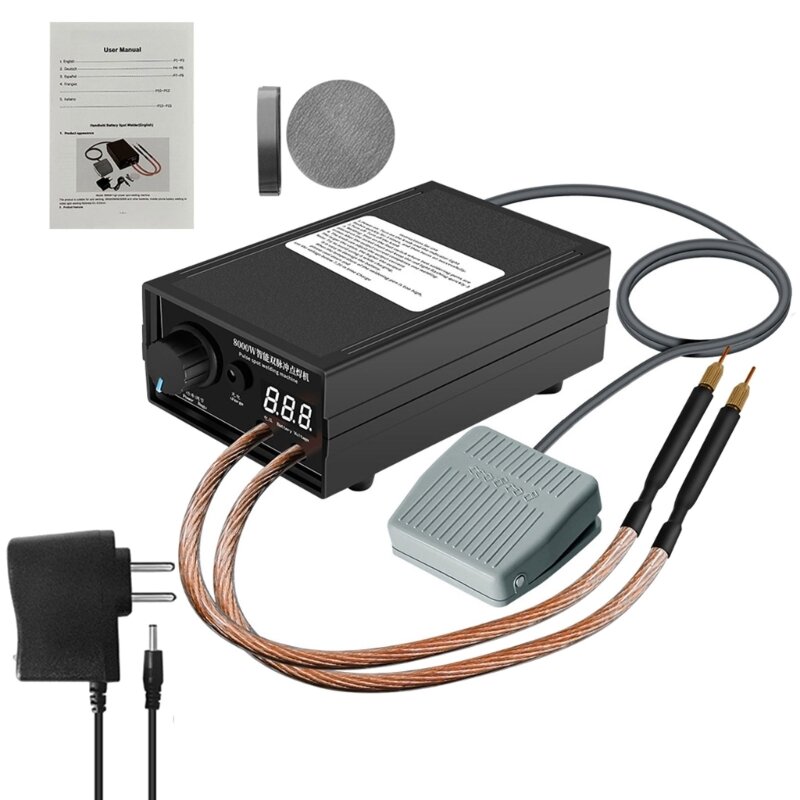 1 Комплект 8000 Вт Портативный Точечный Сварочный Аппарат DIY Point Welding Device для Аккумуляторной Батареи 18650 со Сварочными Полосками и Сварочной Ручкой