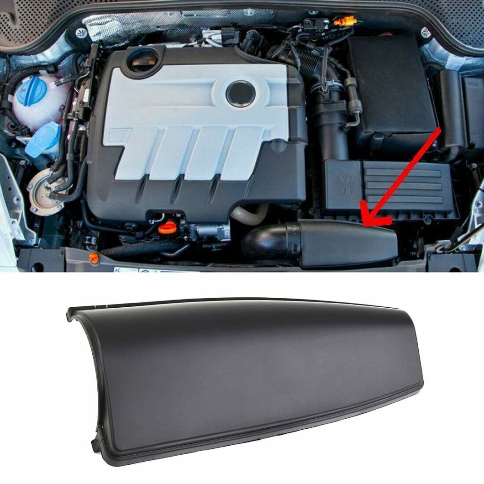 Крышка воздухозаборника MyPads для Volkswagen Passat MK5 MK6 B6 B7 и Skoda 1K0805965J черная прочная пластик