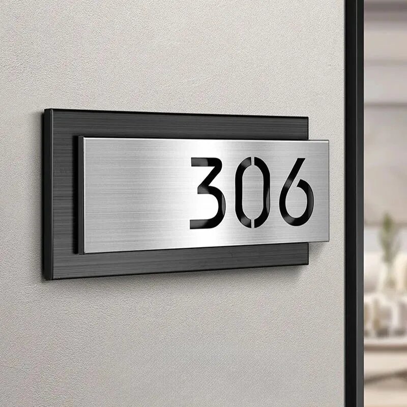 Дверная табличка 306 из нержавеющей стали, серебряная, 9x20 см, вертикальная