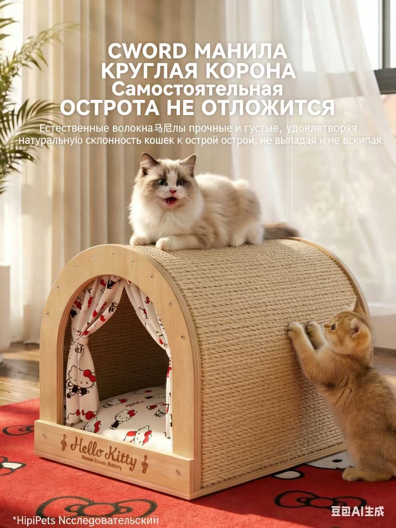Наполнитель для домашних животных из сизаля, устойчивый к царапинам и износу, доска для кошачьих когтеток,35*35*39