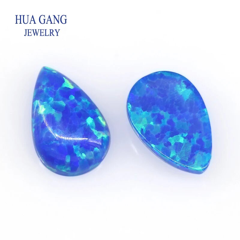 Лабораторный опал, кабошон, грушевидная форма, бусины Excellent Heart Синий, 6x8mm 1pcs, OP05