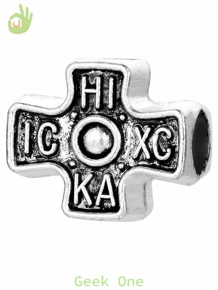 Jike Православные металлические распорные бусины-крестики IC XC с 4 большими отверстиями для изготовления ювелирных изделий ручной работы своими руками, 20 шт./лот