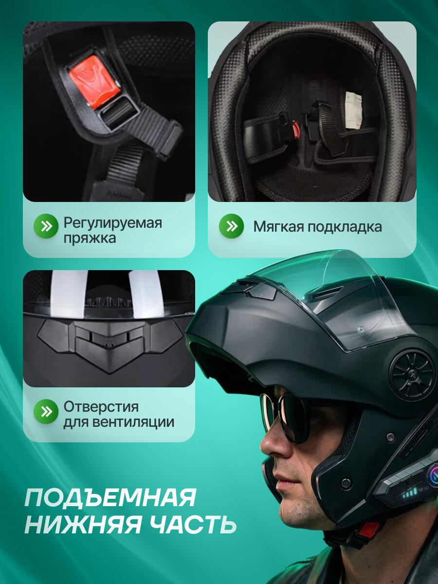 Шлем Svendsen Powerfull, Bluetooth, тонированный визор, черный, унисекс — фото 1