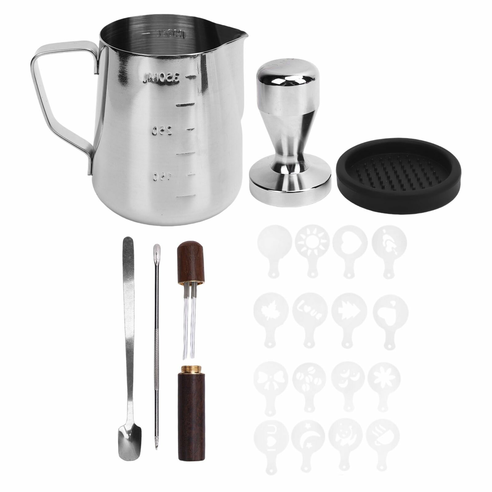 Набор для приготовления кофе с пеной и узорами на латте, 316 нержавеющая сталь, дерево, 905 г