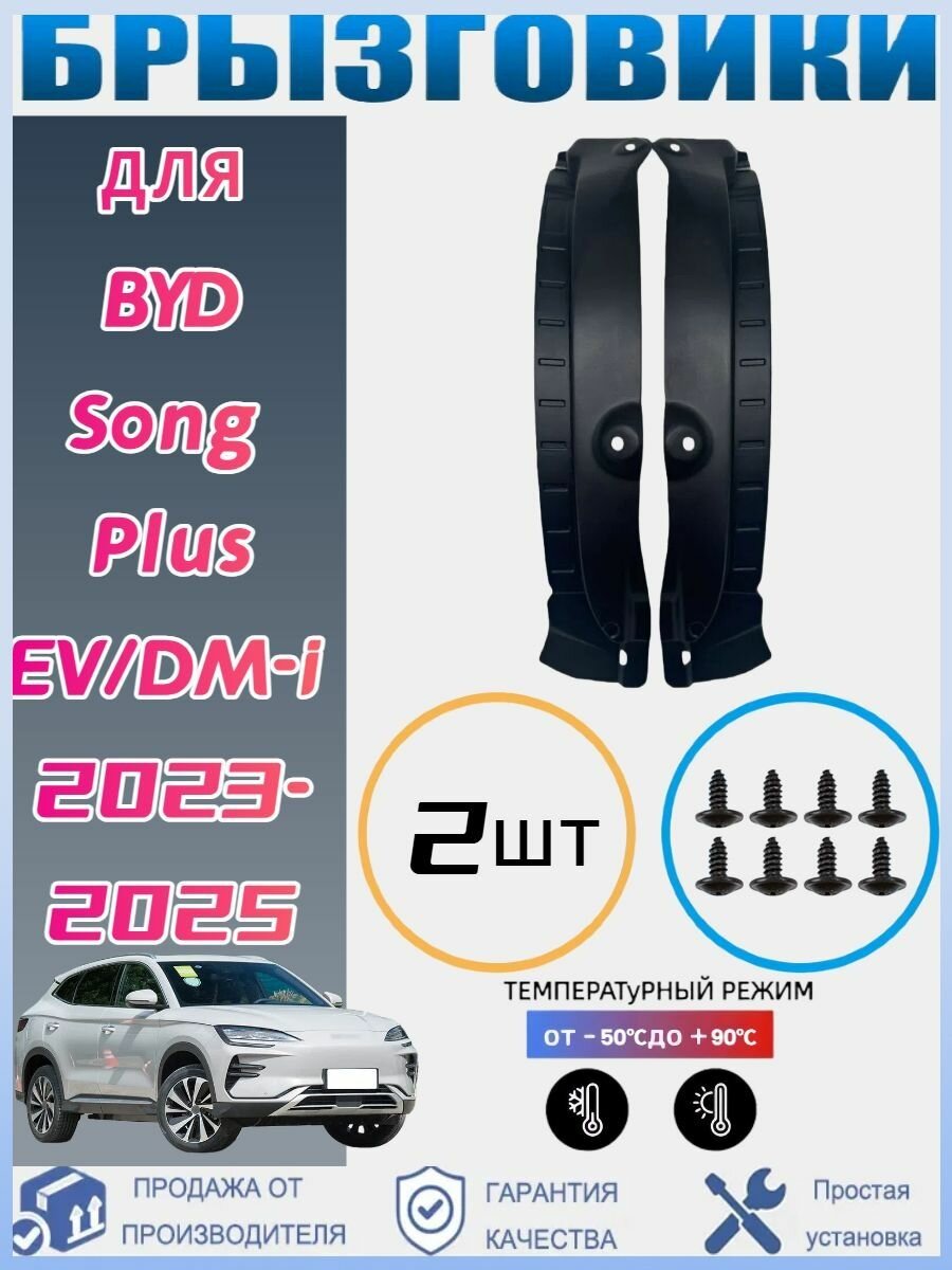 Брызговики, арт. Арка крыла для BYD Song Plus DM-i/EV (БИД Сонг Плюс ДМ-и/ЕВ) 2023-2025, 2 шт.