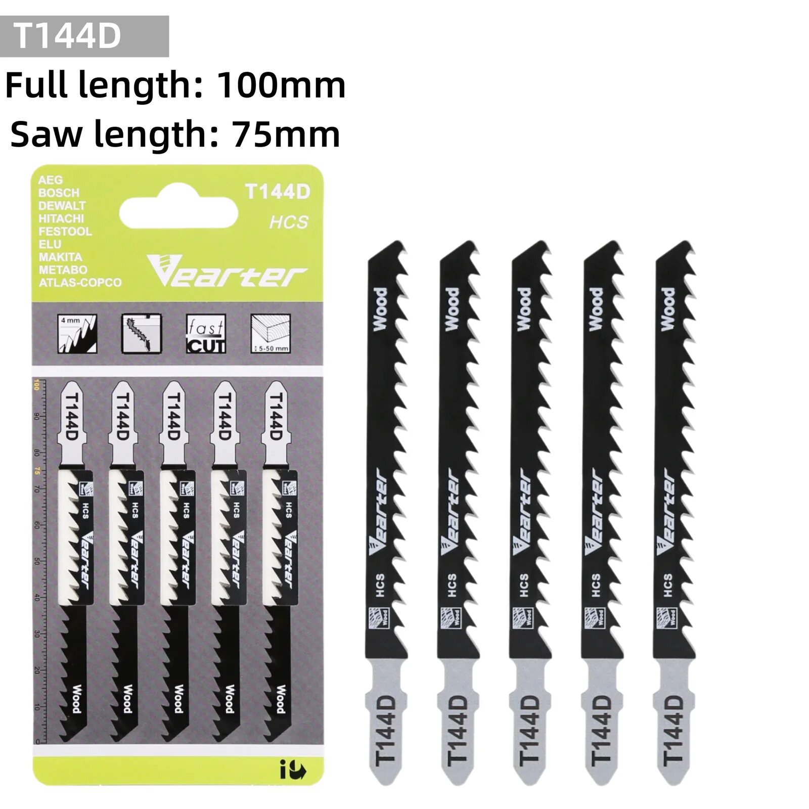 5 шт. веarter лобзиковые полотна T144D T101D T118A для резки дерева и пластика 5PCS T144D