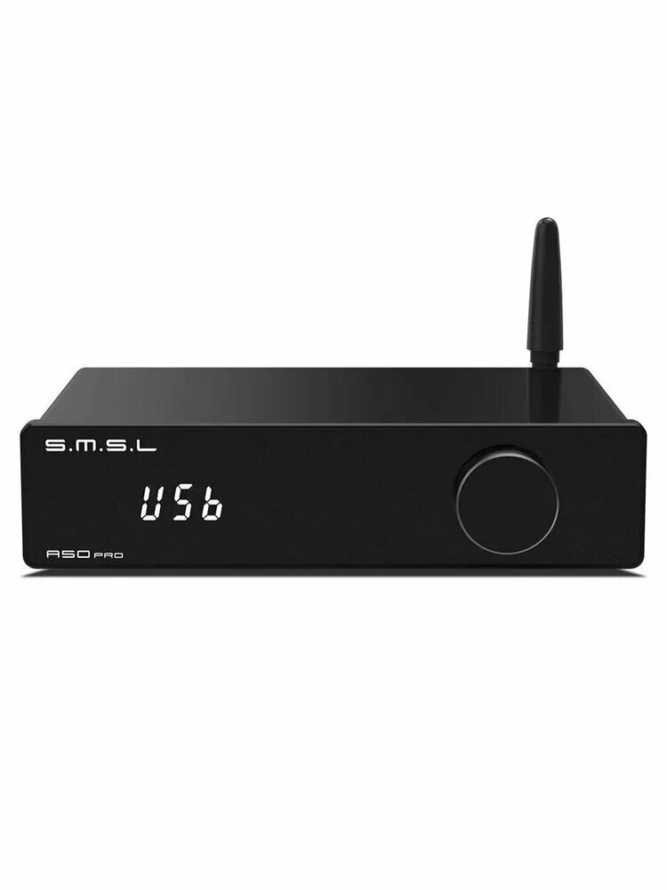 Цап с усилителем SMSL A50 PRO Оптическое волокно, вход AUX 3,5 мм, 2,1 канала, Подключение пассивного сабвуфера