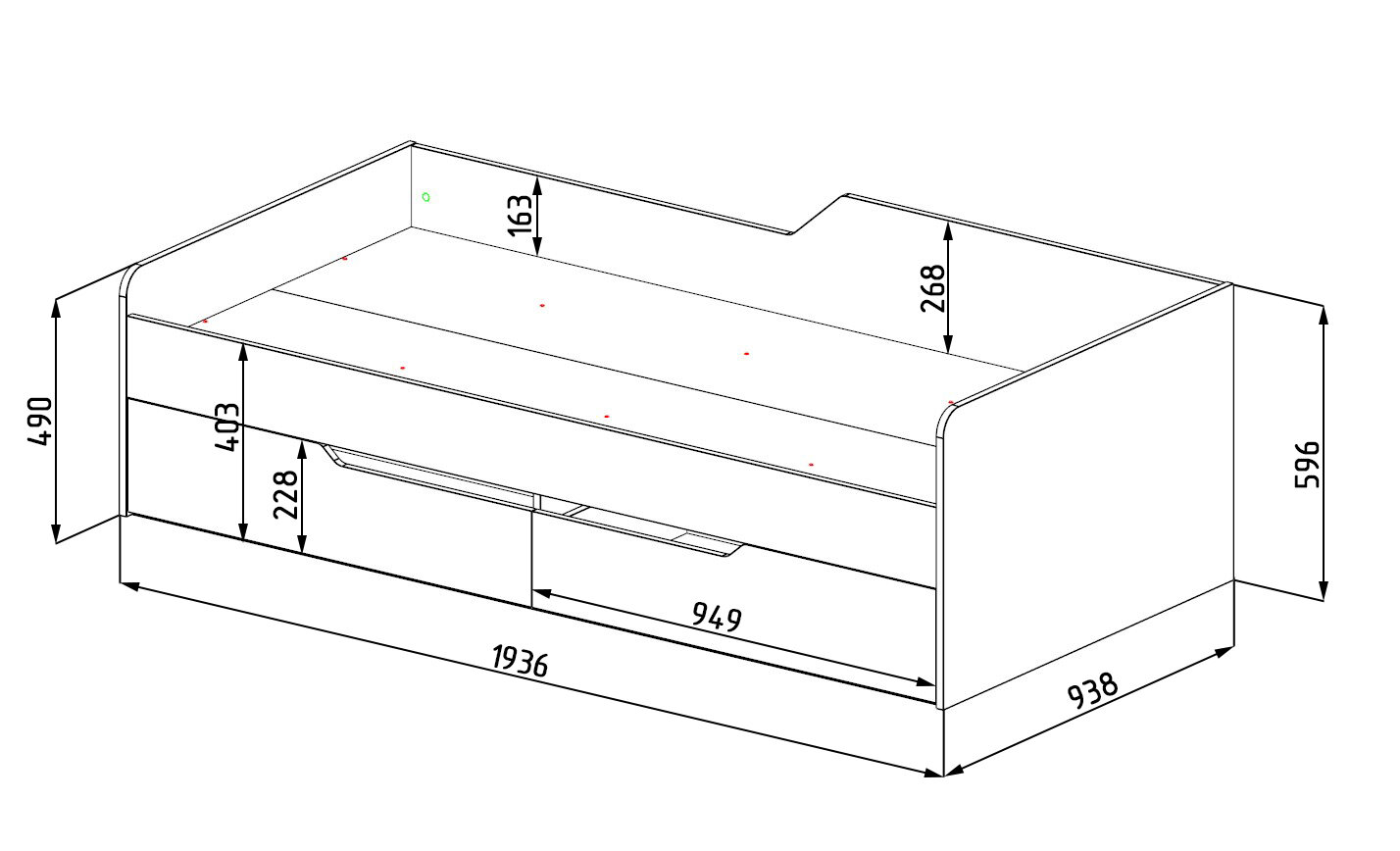 Кровать коллекции Мозаика 190х90