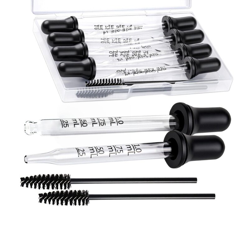 Прозрачная Лабораторная Стеклянная Капельница Стеклянная Пипетка-Капельница с Чистящей Щеткой Школьные Лабораторные Принадлежности Простота установки