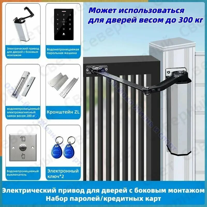 Электрический привод для дверей с боковым монтажом, С устройством для ввода пароля и водонепроницаемым выключателем