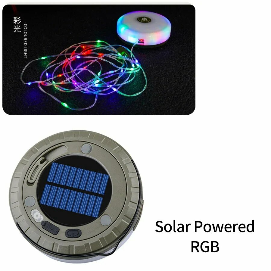 Портативный кемпинговый фонарь-гирлянда XTE 10 м solar powered RGB