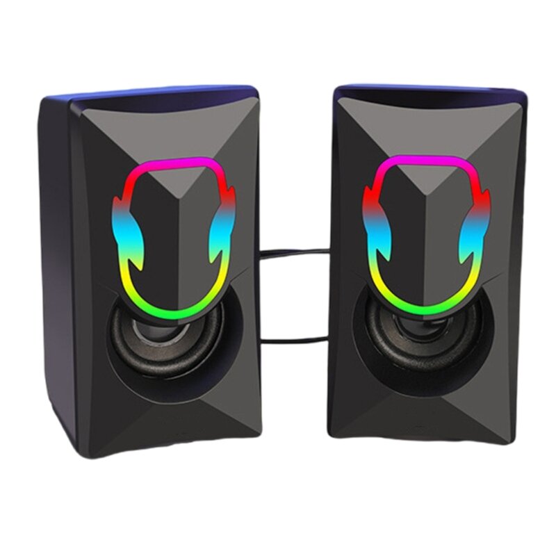 1 Пара Красочных RGB-Ламп Для Настольного компьютера Динамик USB Проводной Компьютерный Громкоговоритель с Диафрагмой 52 мм x 2 с Динамическими Эффектами