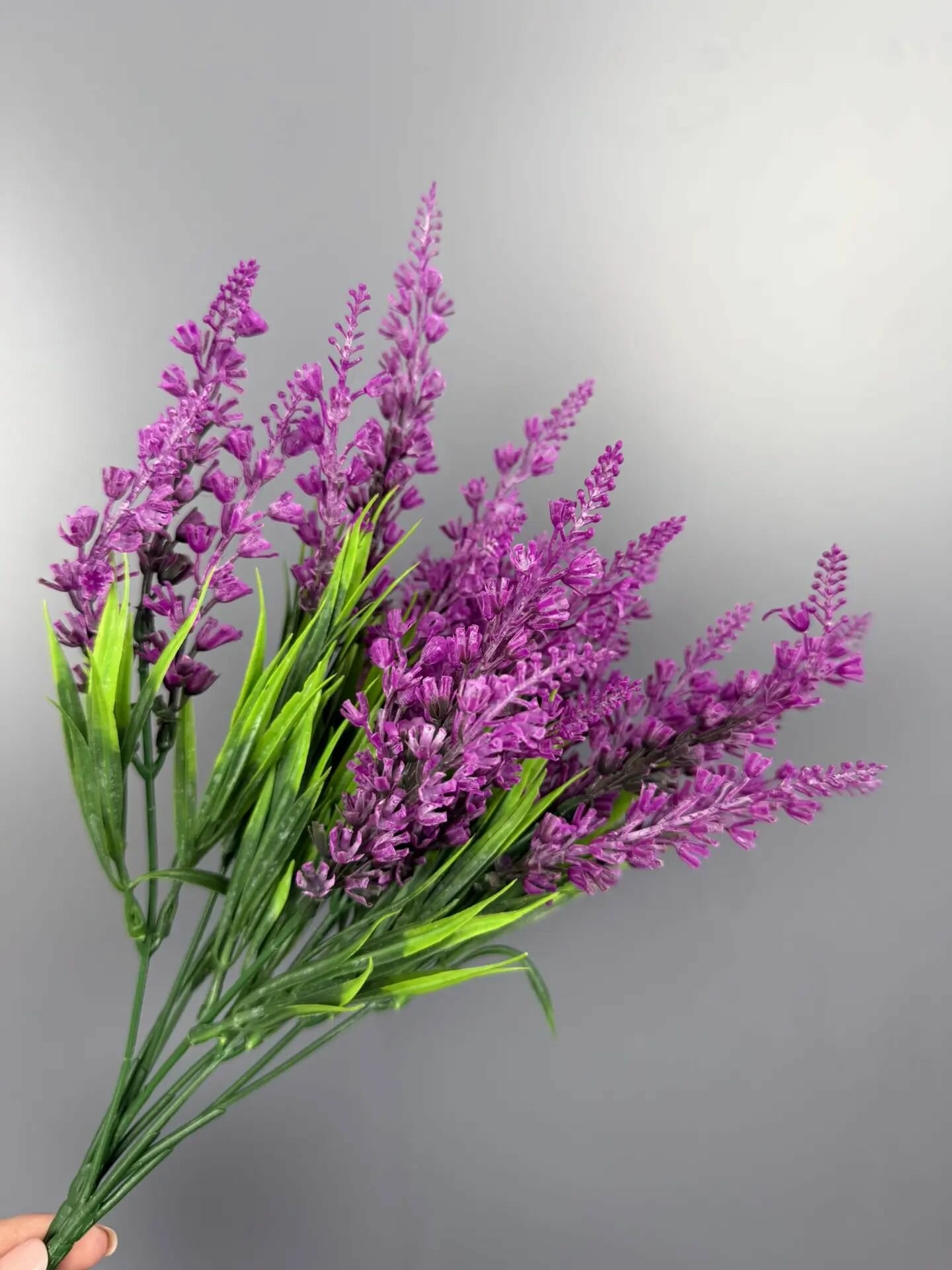 Искусственные цветы для декора Лаванда из силикона 2 букета розовая/ Реалистичный искусственный цветок 33 см