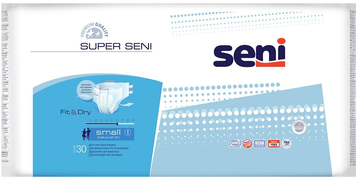Подгузники для взрослых SENI "Super", Air, Small, 30 шт (SM30-S01)