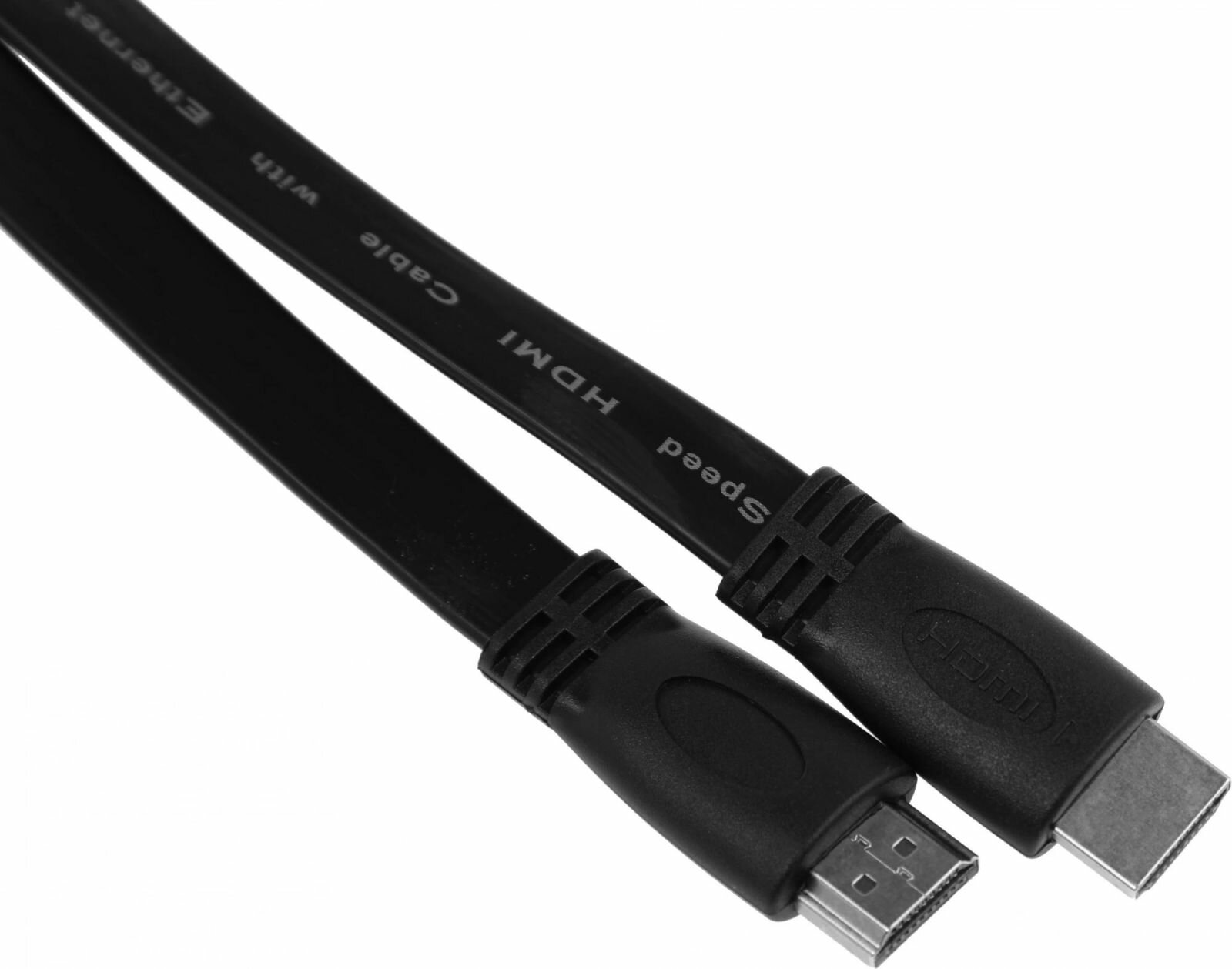 Кабель аудио-видео High Speed, ver.1,4 Flat HDMI m - HDMI m, 1 м, позолоченные контакты, черный