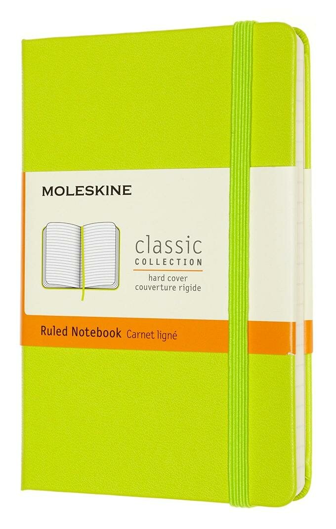 Блокнот Moleskine Classic Pocket 90х140 мм, 192 стр, линейка твердая обложка лайм (MM710C2)