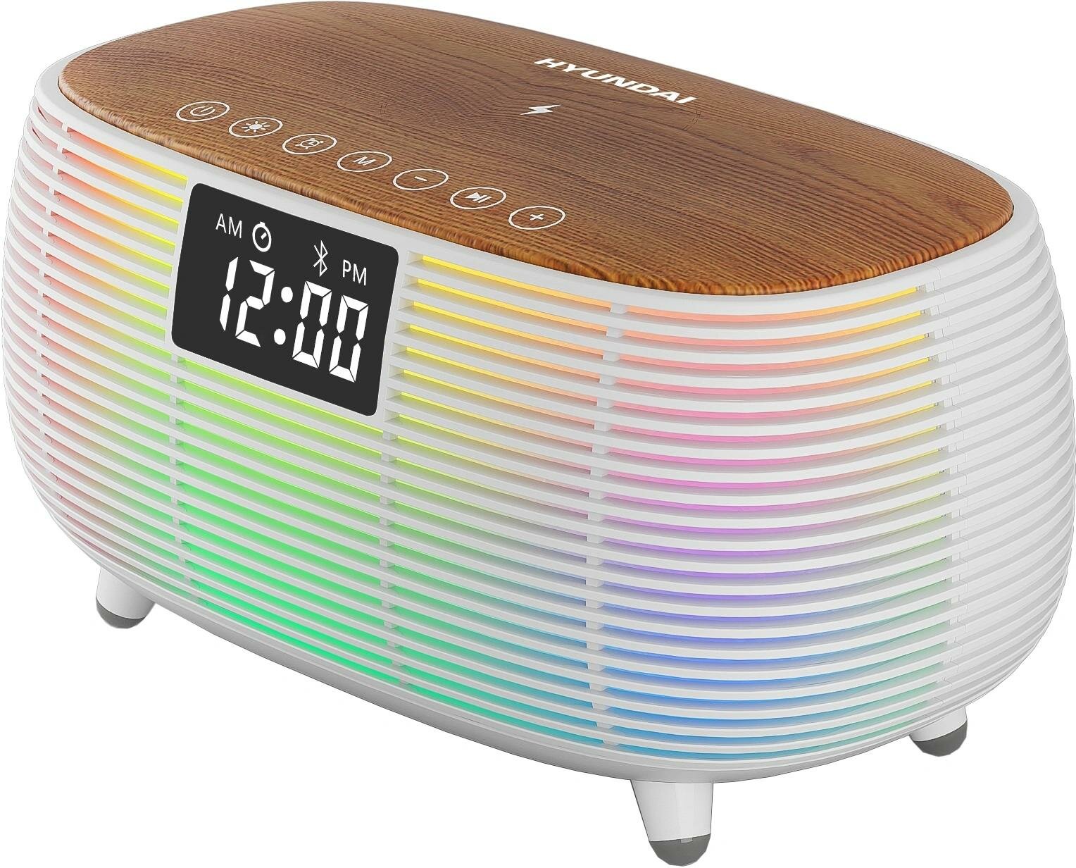 Радиобудильник HYUNDAI белый, LCD подсветка белая, часы цифровые, FM (H-RCL231)