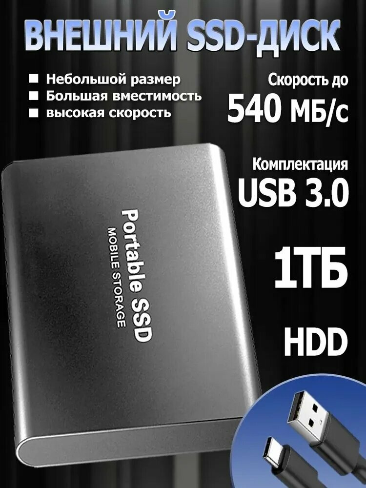 Внешний жесткий диск ThriftPro CS12, 1 ТБ, металл, черный матовый