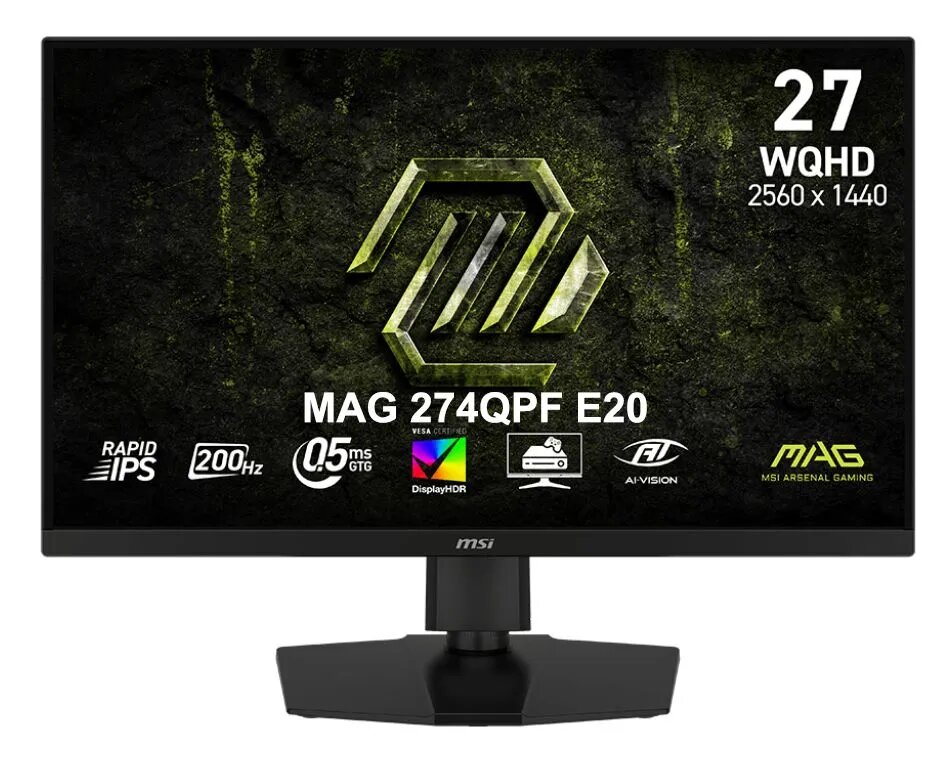 MSI 27" Монитор MAG 274QPF E20/2K/200Hz/0.5ms GtG/Rapid IPS/VESA DisplayHDR 400, черный матовый, шоколадный