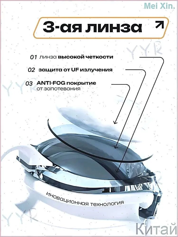 Hubo Sport Очки для плавания с затемненными линзами для мужчин и женщин, Белый с синими линзами — фото 1