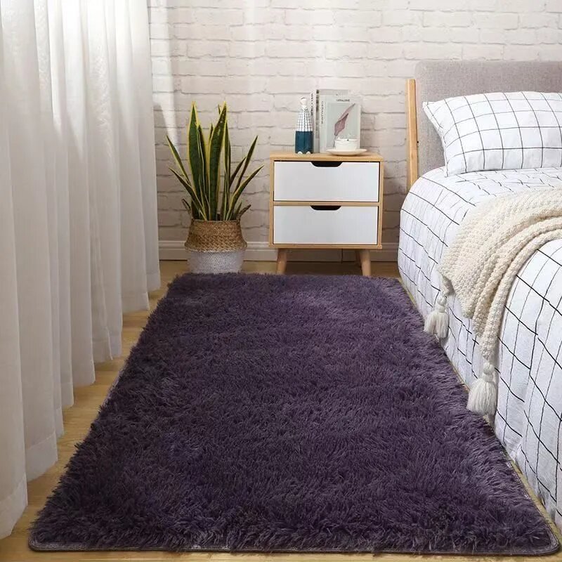 Ковер 160x230 см с длинным ворсом, фиолетовый, для гостиной и спальни, мягкий, современный дизайн — фото 1