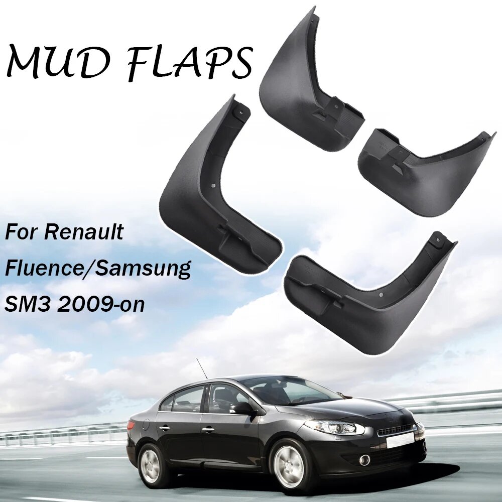 4 брызговики для Renault Fluence Samsung SM3 Z.E 2009-2020 брызговики спереди и сзади 2010 2011 2012 2013 2014 2015 16