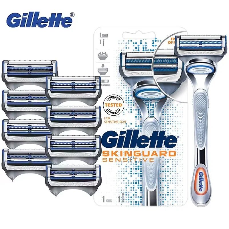 8шт Gillette SkinGuard бритвы, 8 лезвий — фото 1