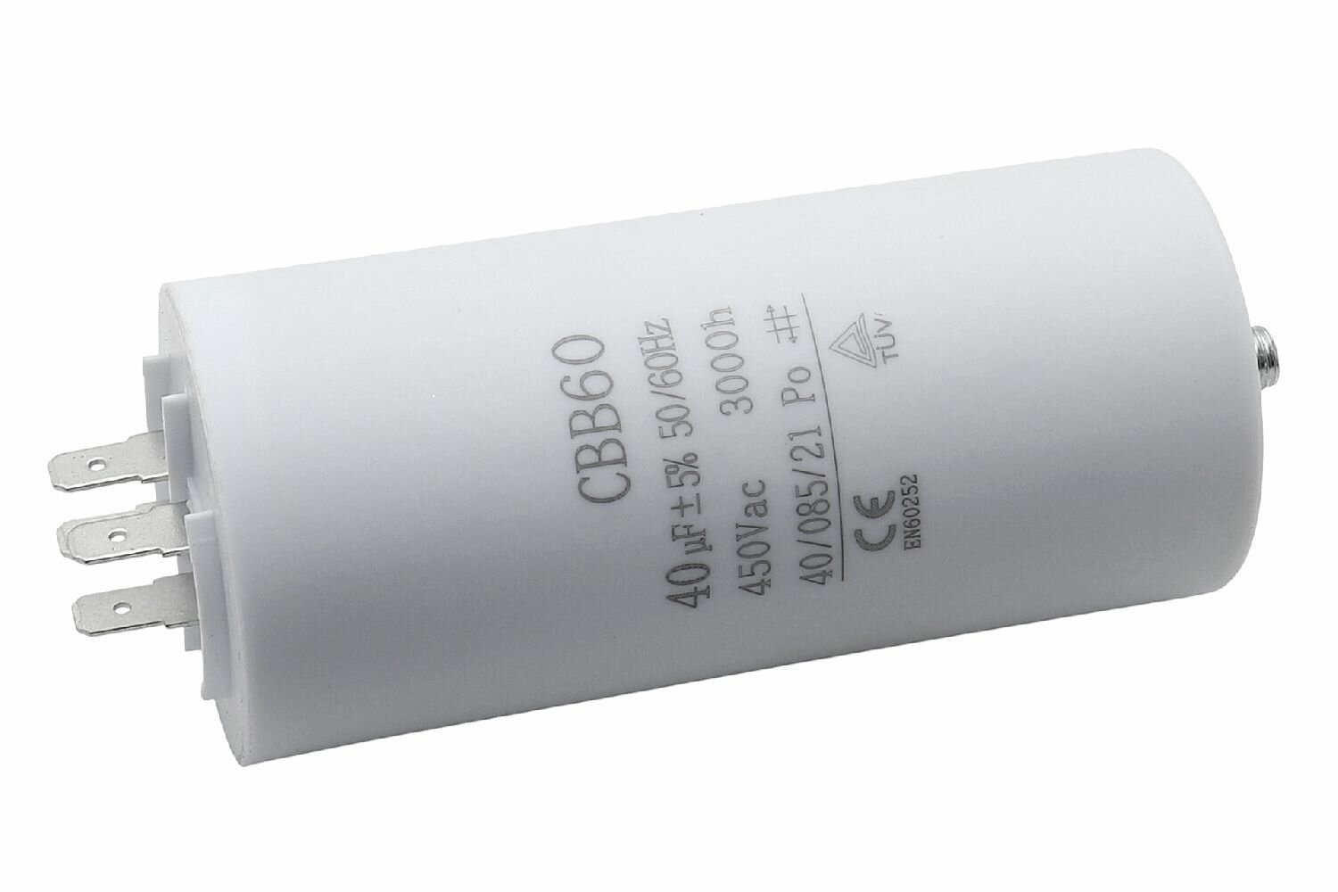 Конденсатор пусковой CBB60 40UF 450V (50/60Hz) (4 клеммы, с болтом)