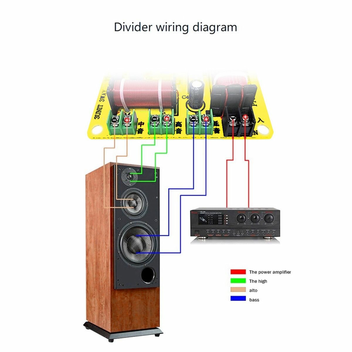 3-полосный делитель частоты ВЧ+СЧ+НЧ HiFi Crossov