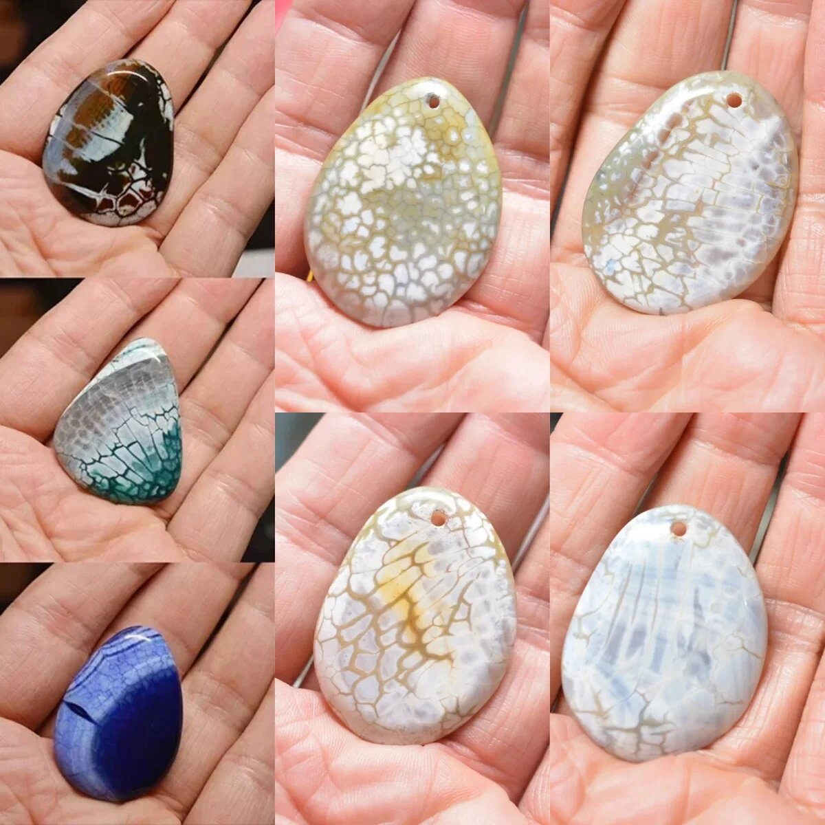 Натуральный кварцевый агат с полосками, кабошон, 20-40 мм Random while 1pc