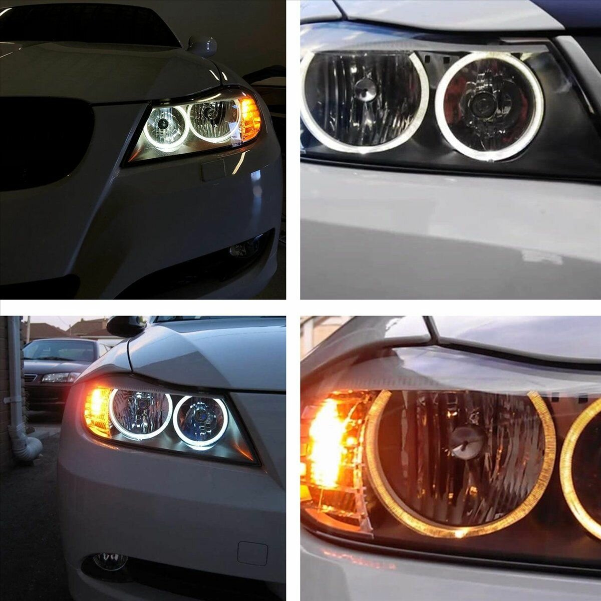 2 светодиодных габаритных огня "ангельские глазки" мощностью 20 Вт для BMW E90 3 серии 2006-2008