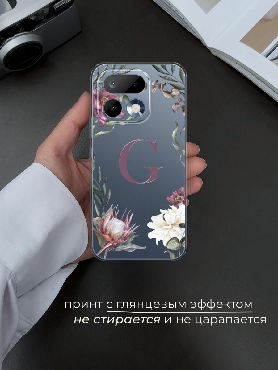 Силиконовый чехол на Realme 16 Pro / Реалме 16 Про с принтом Буква G в цветах — фото 1
