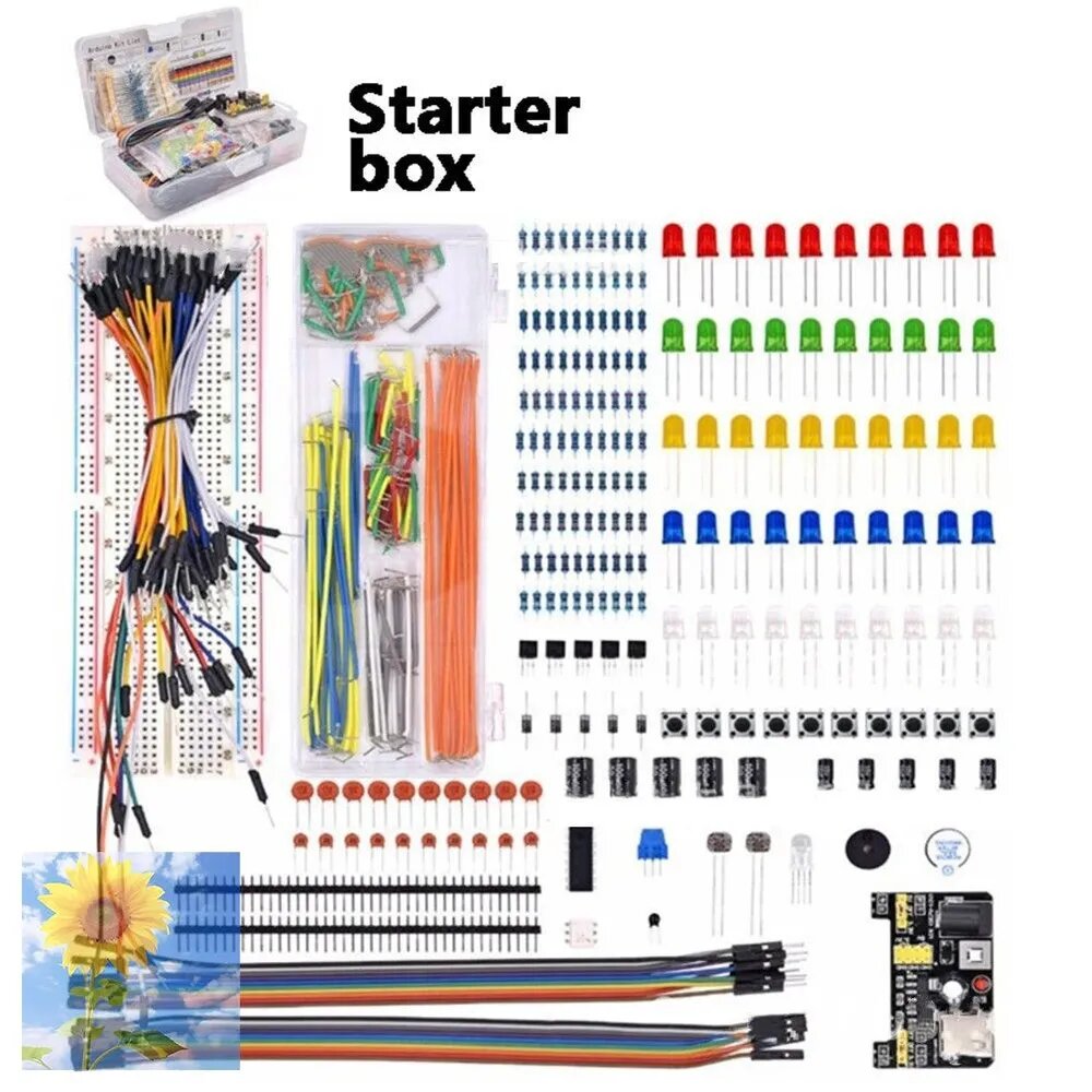 Набор электронных компонентов для начинающих - Starter box с макетной платой и светодиодами