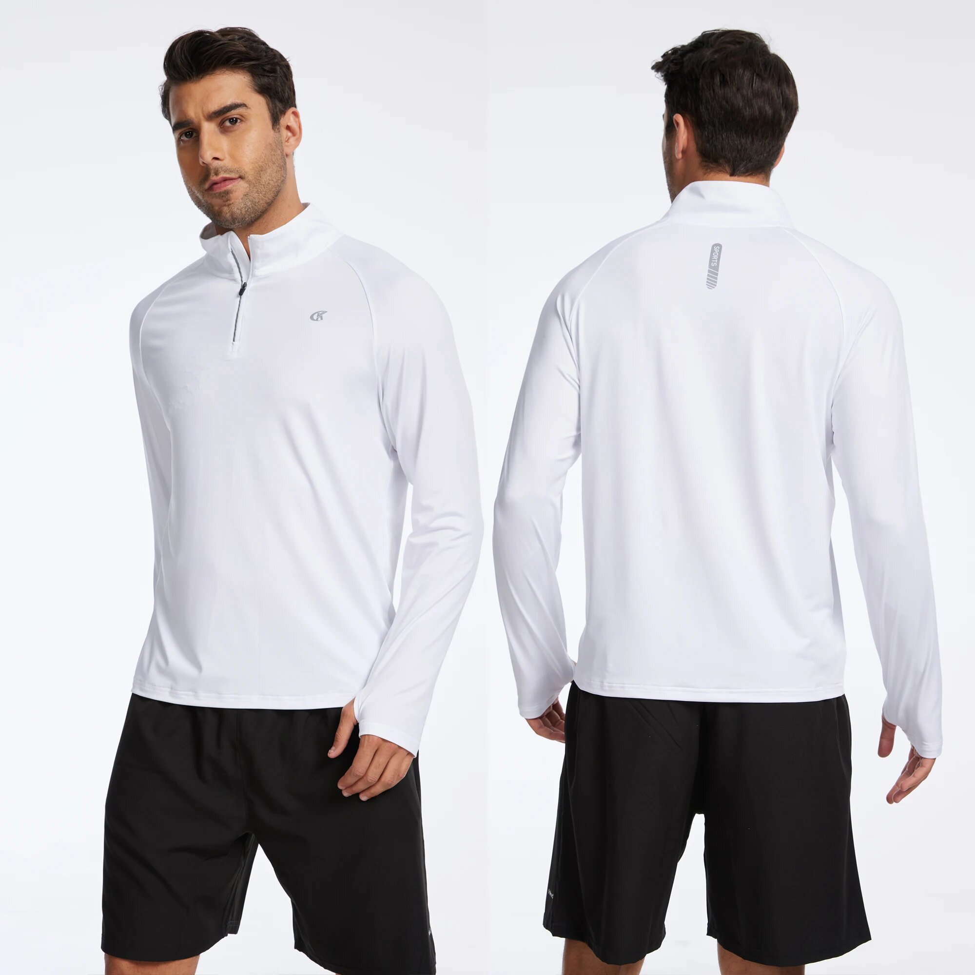 Мужская рубашка с длинным рукавом UPF 50+ Рашгард Рубашка для плавания Белый, US XL, White