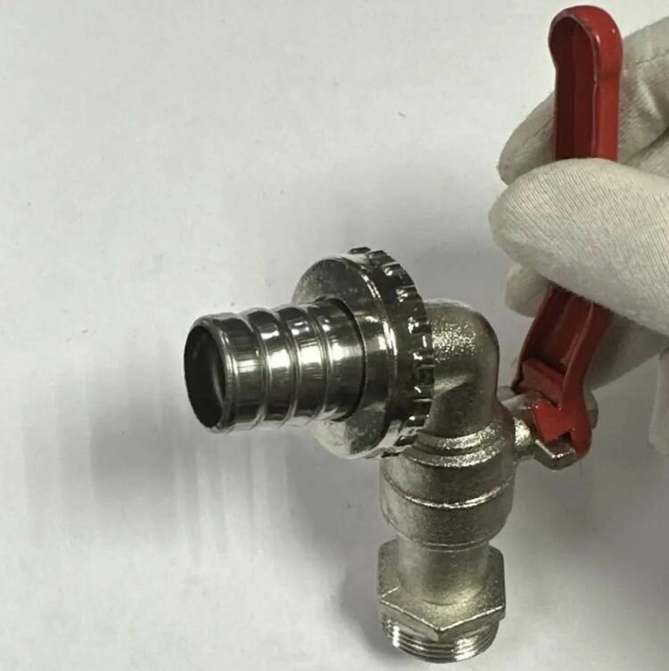 Кран водоразборный 3/4" (20 мм) шаровый с носиком Елочка под шланг, латунный уличный кран для полива и сада, штуцер-мама 5шт