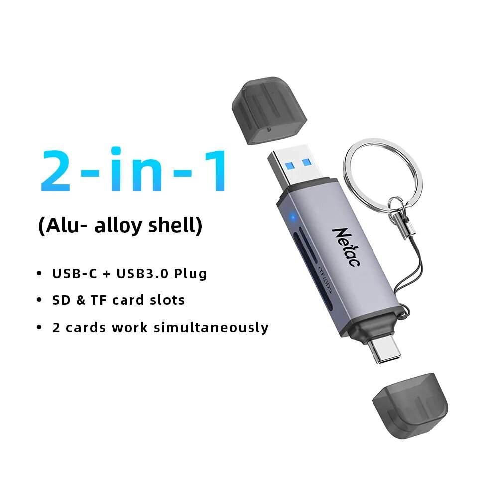 Netac Кардридер 2 в 1 USB 3.0 WK13