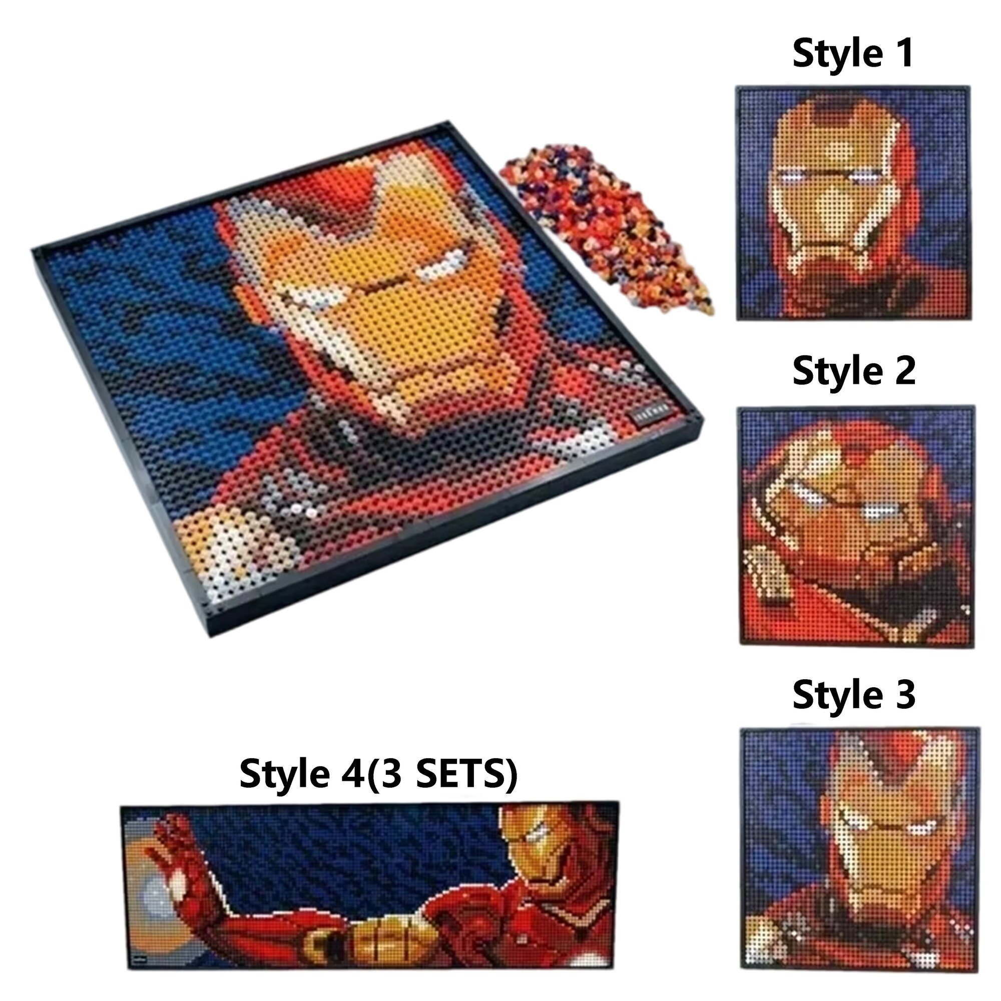 Пиксельная мозаика Hot Toys портрет героя в шлеме