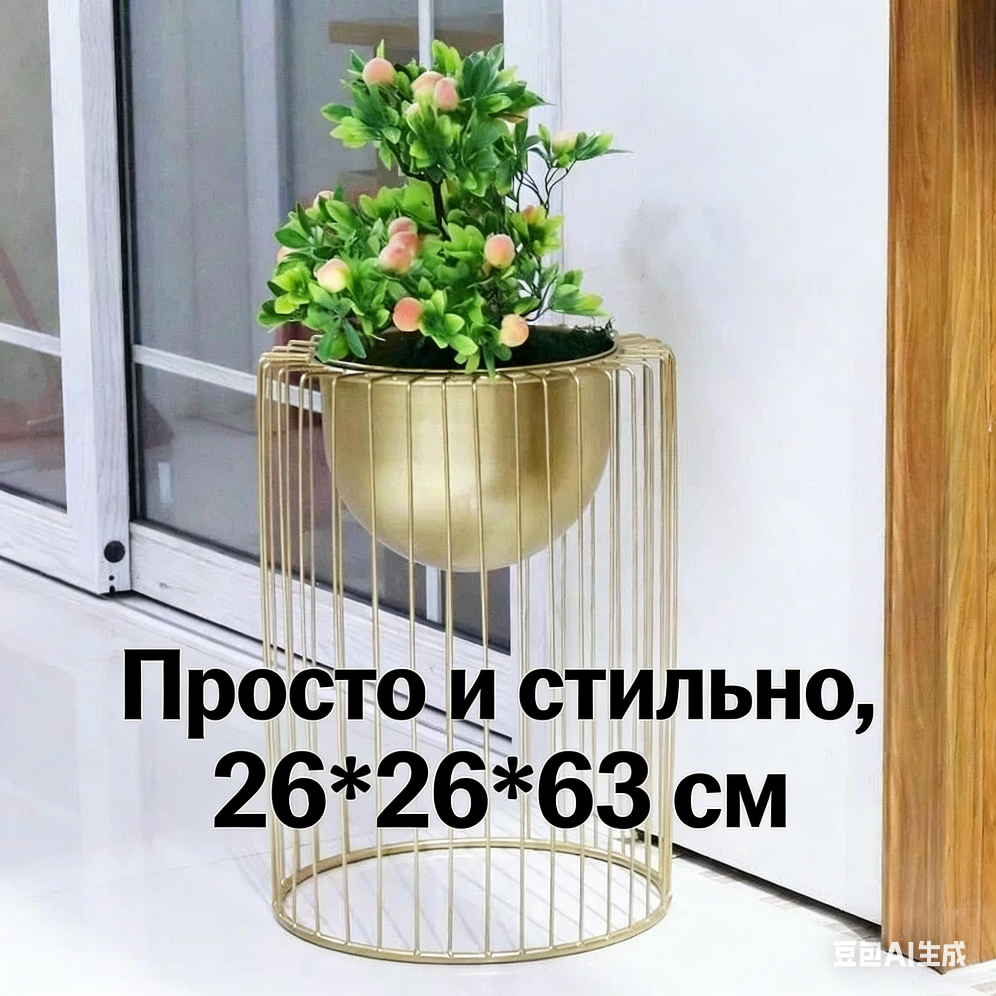 Простая подставка для цветов из кованого железа, металлический материал, 26*26*63 см