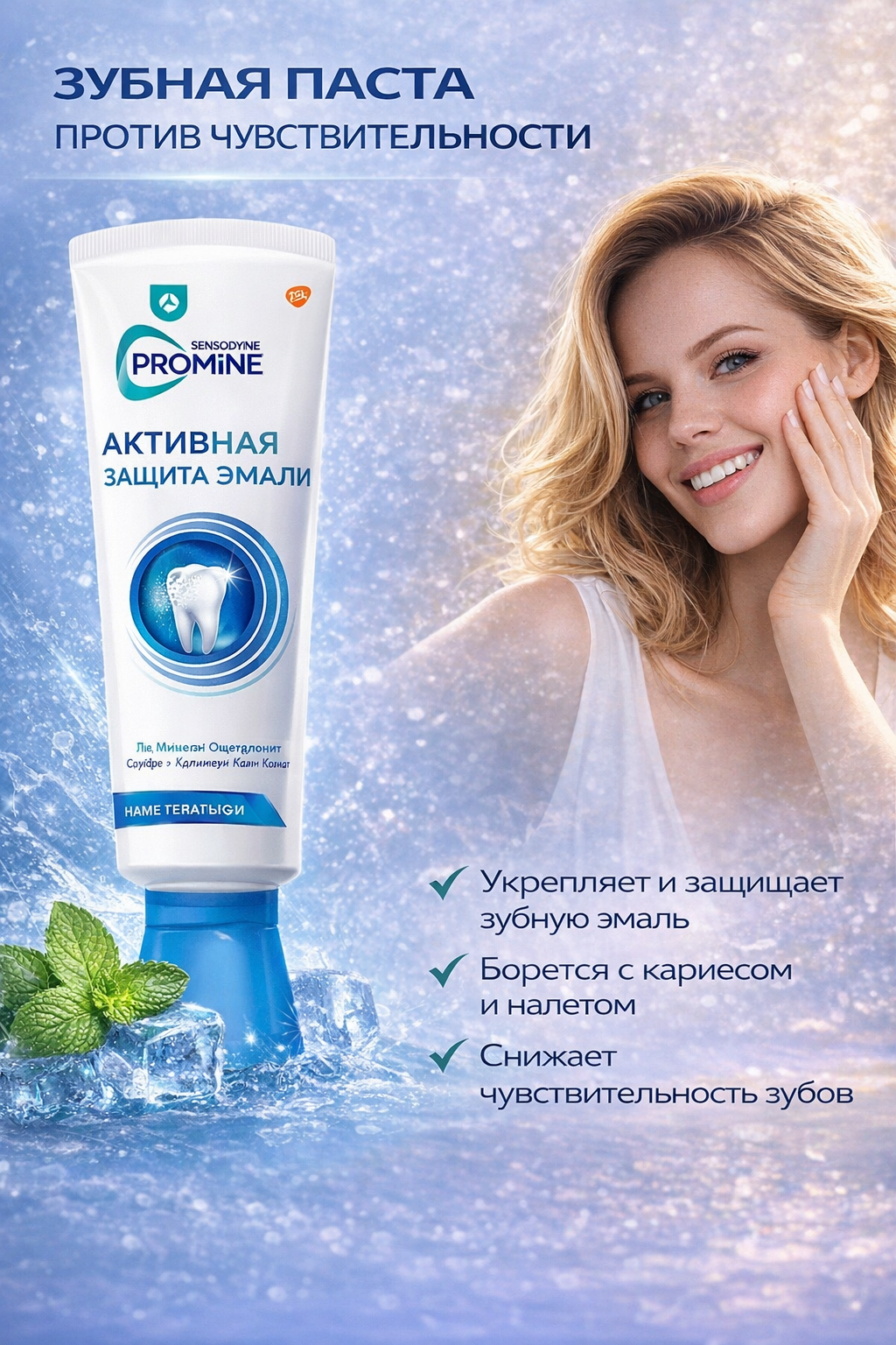 Зубная паста Sensodyne Promine 75 мл для защиты эмали, ежедневного очищения и прохладной свежести