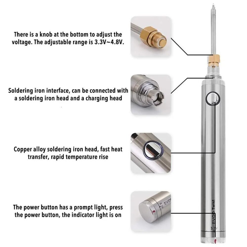 Паяльник EVOD Twist USB, металлический сплав, регулировка мощности, для пайки — фото 1