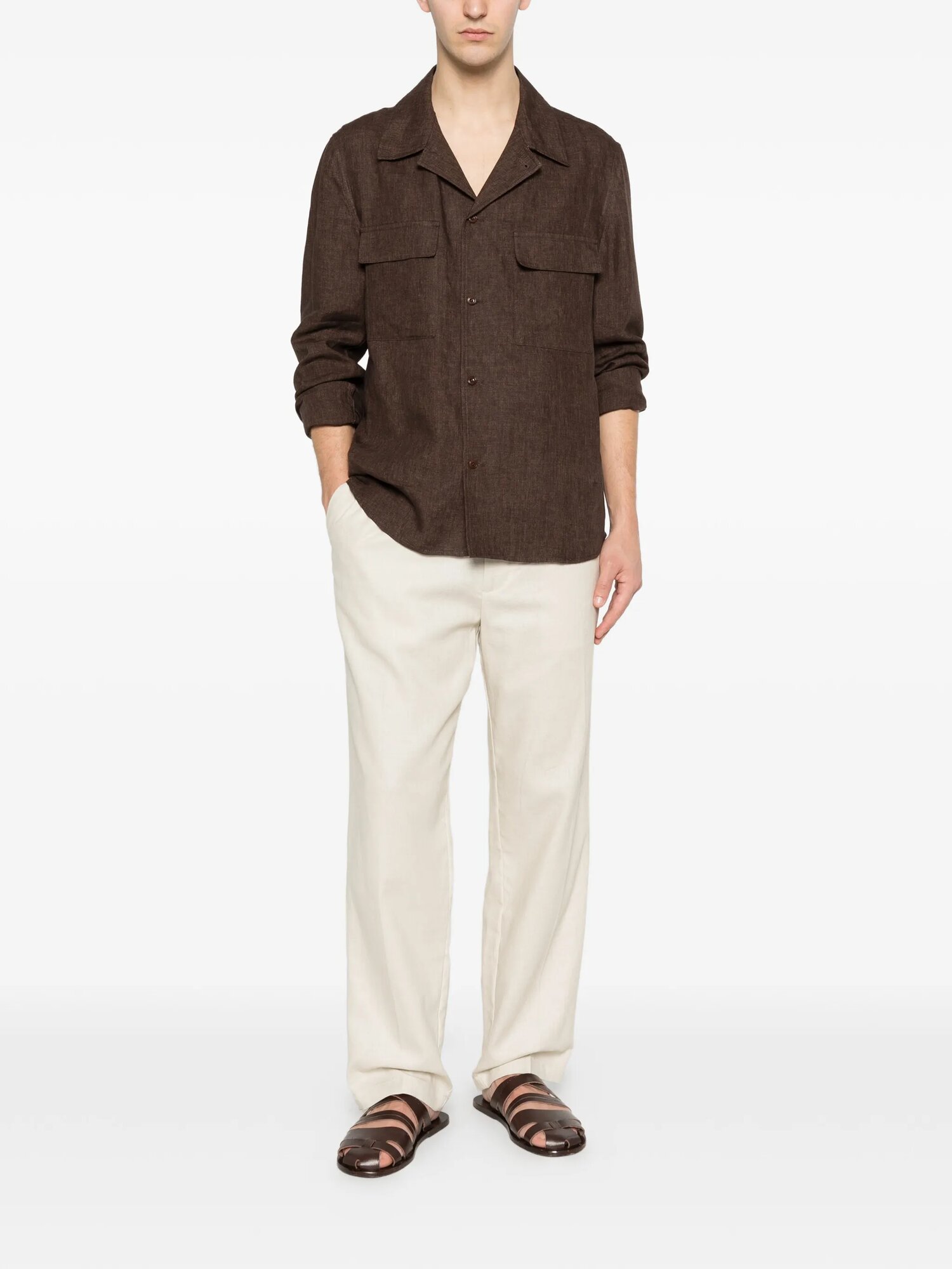 Рубашка BRIGLIA 1949 Linen shirt, размер 54, brown — фото 1