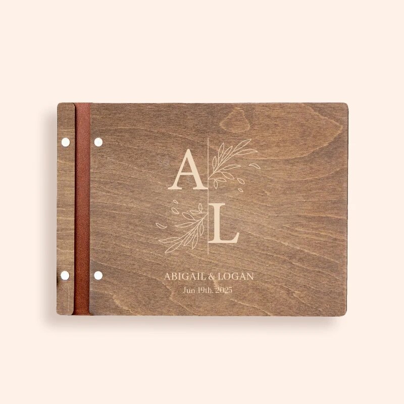 Деревянная гостевая книга Mr&Mrs A4 (White Paper), Design 6