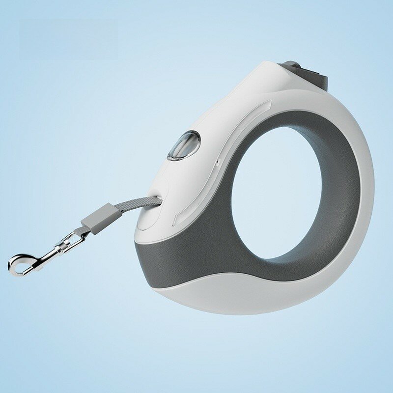 Night walk pet leash with led light and retractable design for dogs and cats 3m white